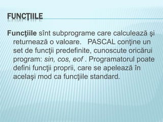 Functii si proceduri rom | PPT