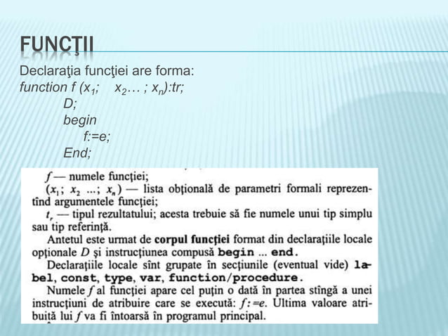 Functii si proceduri rom | PPT