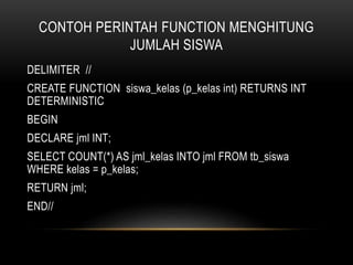 membuat function dalam mysql | PPTX
