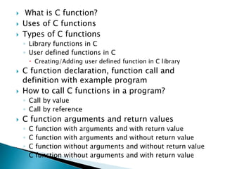 Function C programming | PPTX
