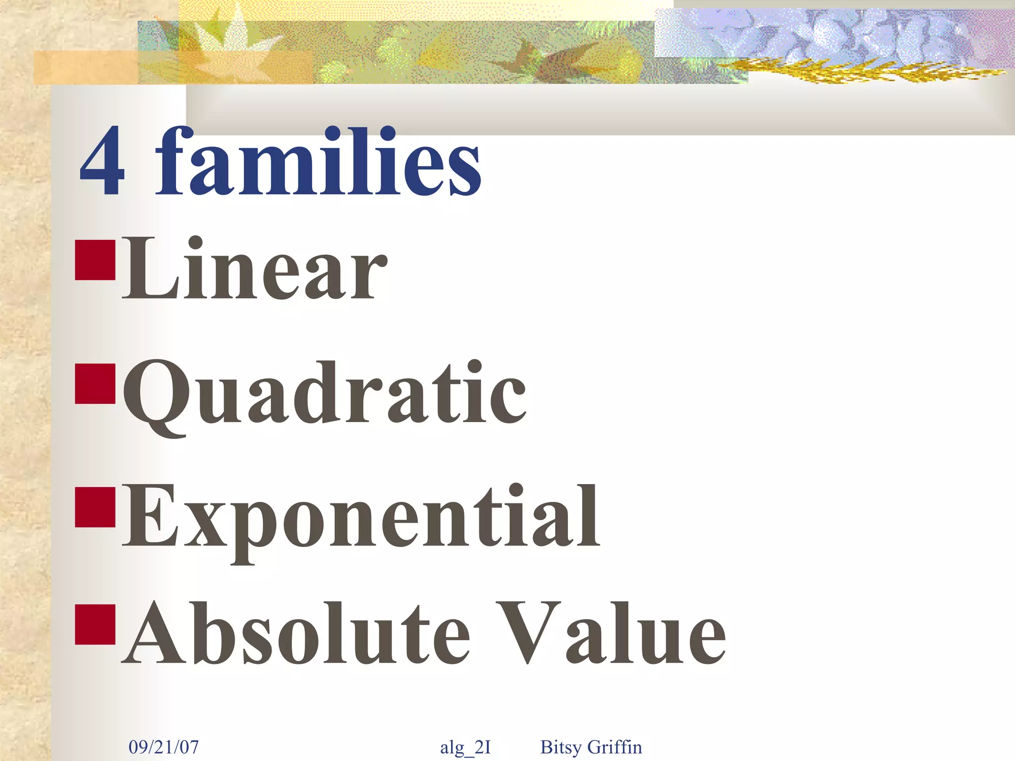 Function Families | PPT | Physics | Science