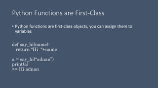 Python Advance Tutorial - Advance Functions | PPT