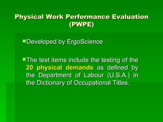 Functional Capacity Evaluation | PPT