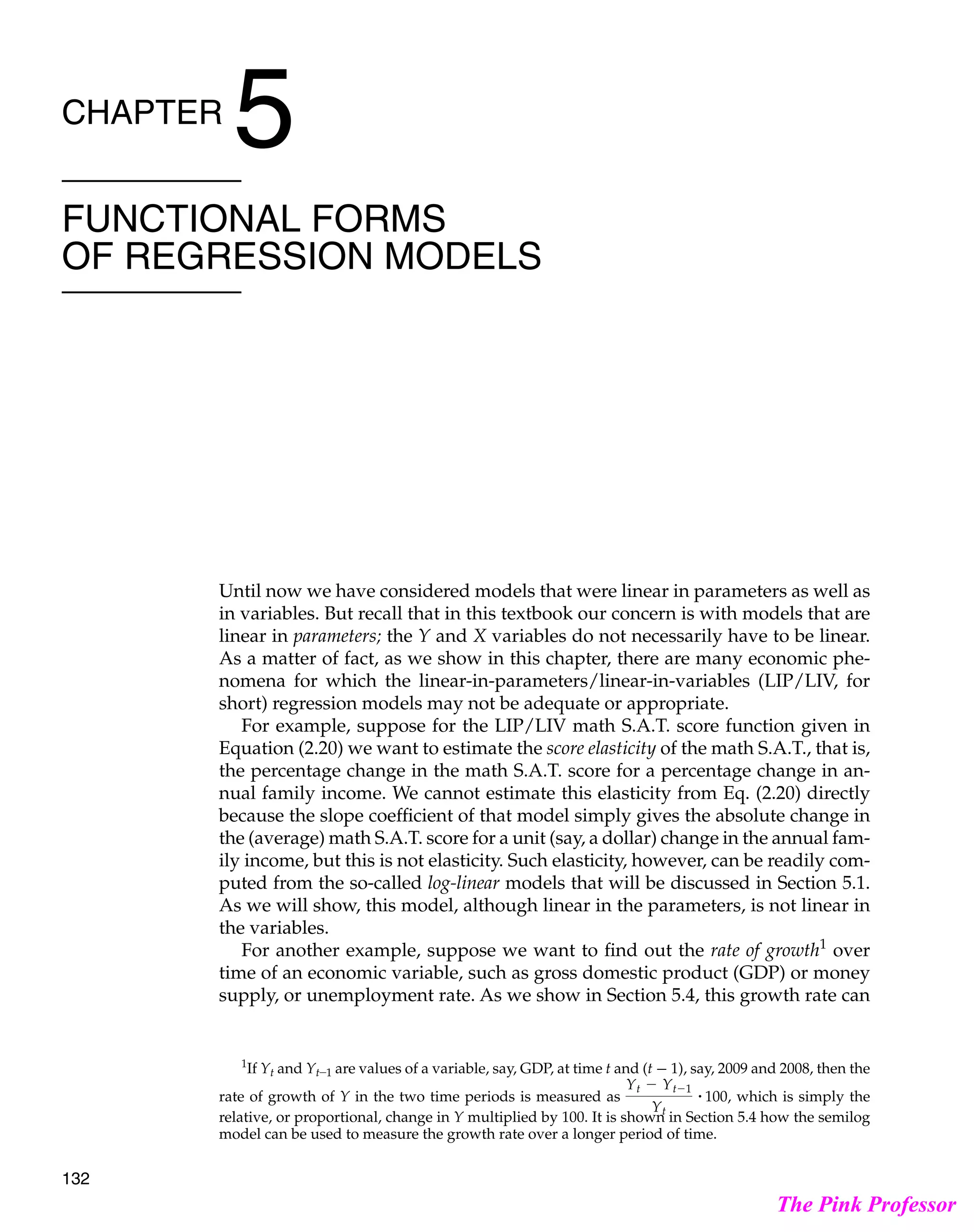 Functional Forms Gujarati Essentials Of Econometrics Classnotespdf