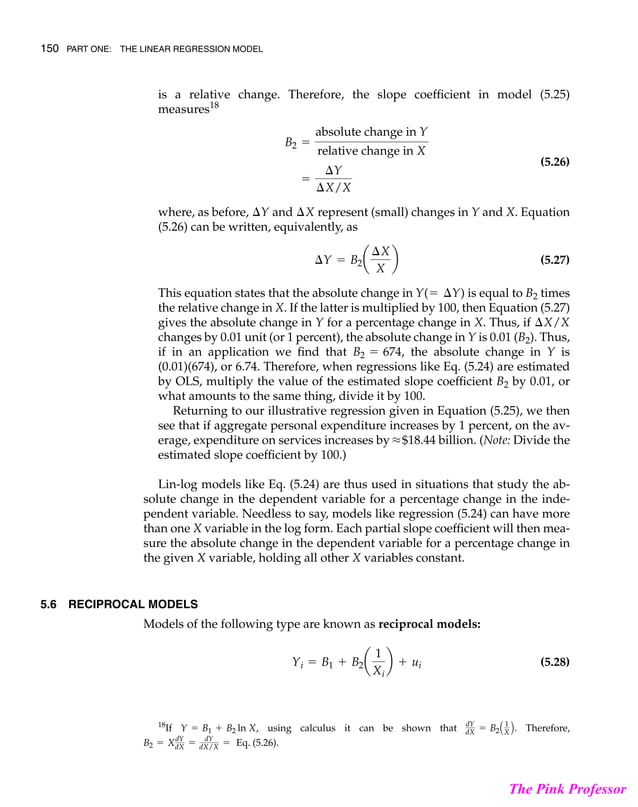Functional Forms Gujarati Essentials Of Econometrics Classnotespdf