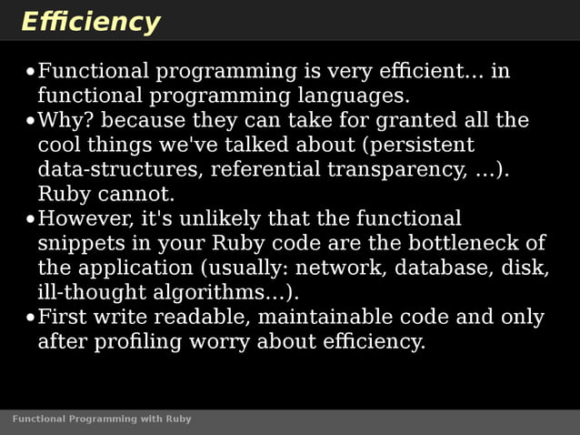 Functional Programming with Ruby | PPT