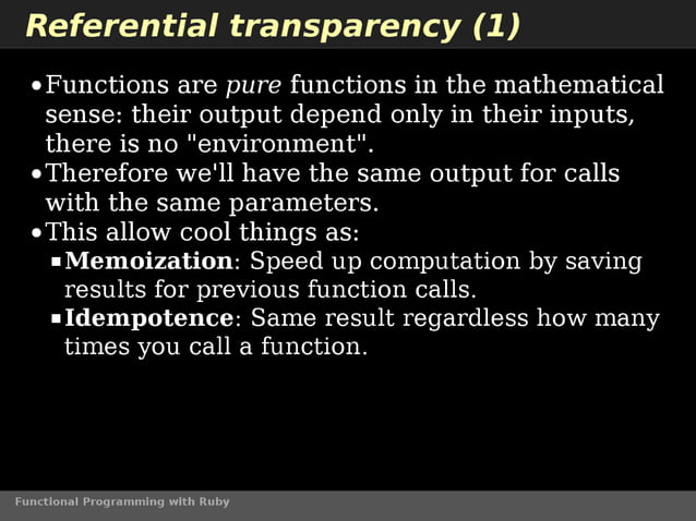 Functional Programming with Ruby | PPT