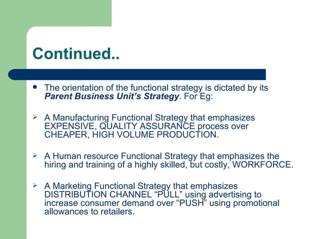 Functional Strategies | PPT | Marketing and Advertising | Business