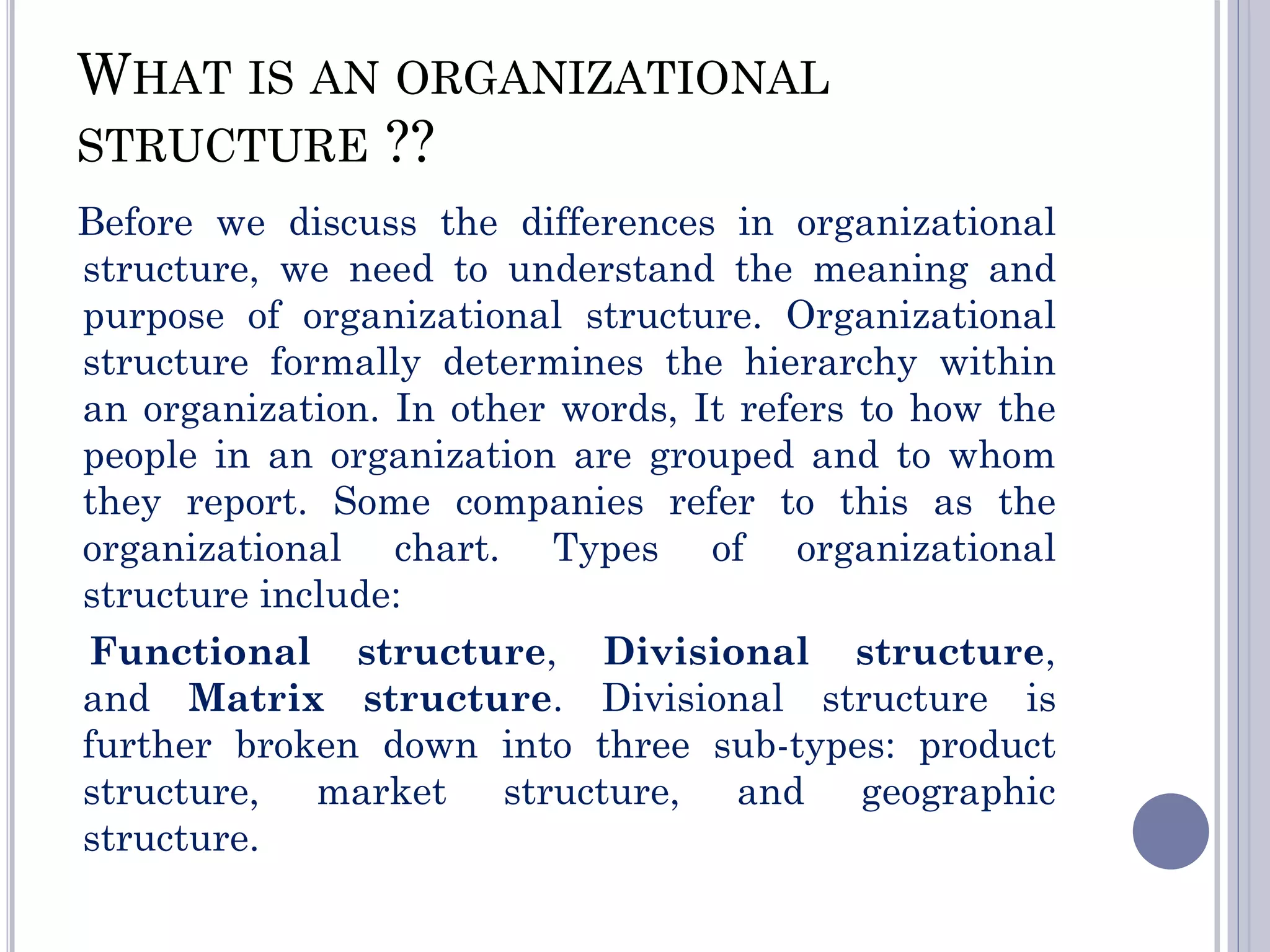 Functional and divisional strucure of an organisation | PPTX