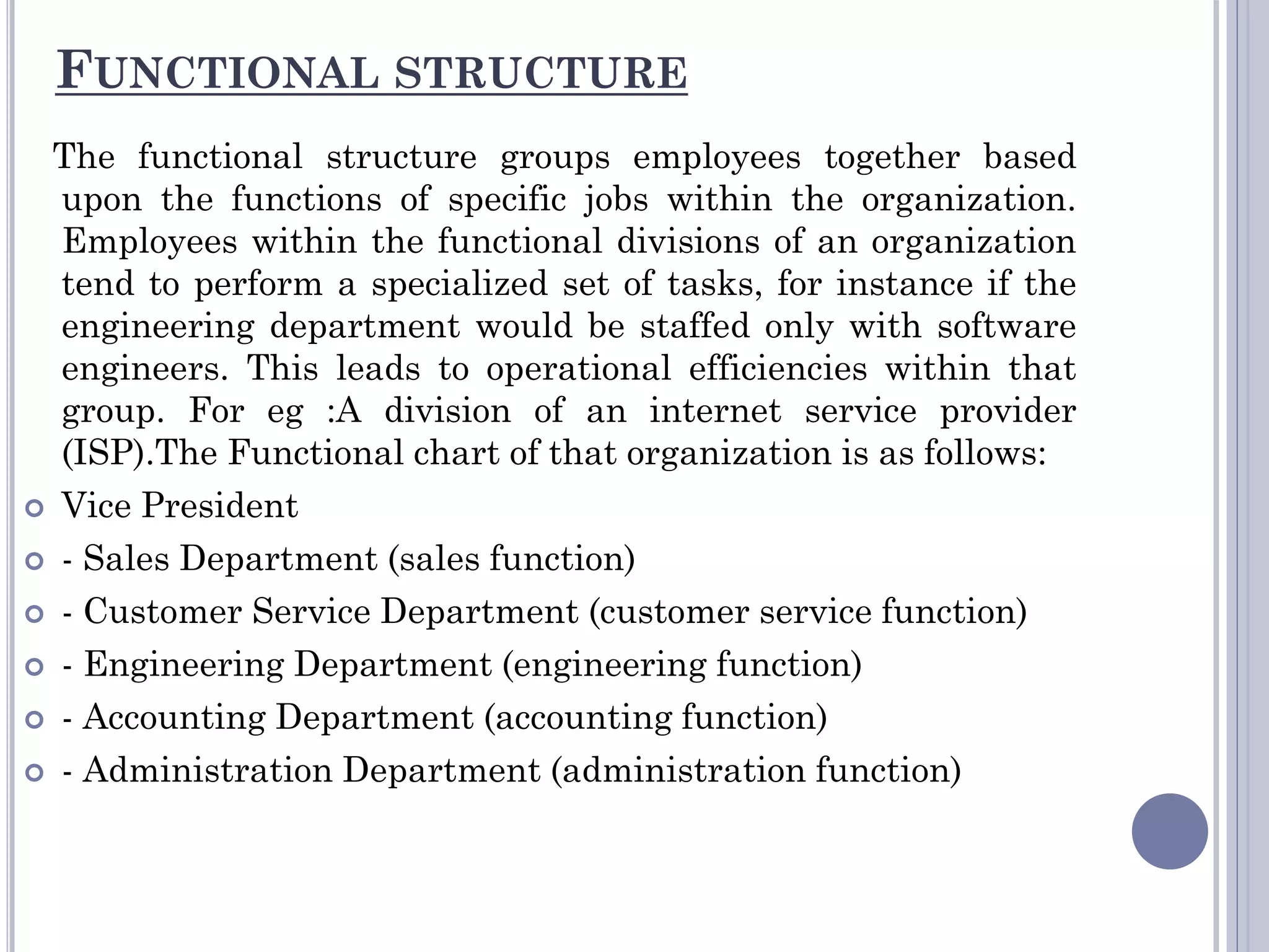 Functional and divisional strucure of an organisation | PPTX