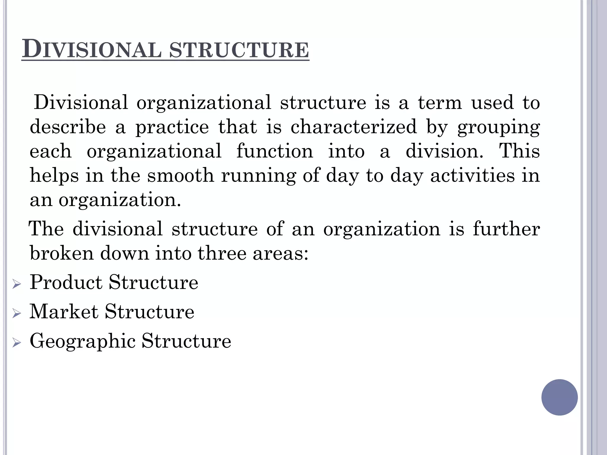 Functional and divisional strucure of an organisation | PPTX