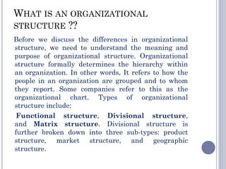Functional and divisional strucure of an organisation | PPTX