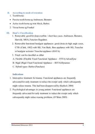 Functional orthodontic appliances / for orthodontists by Almuzian | DOCX