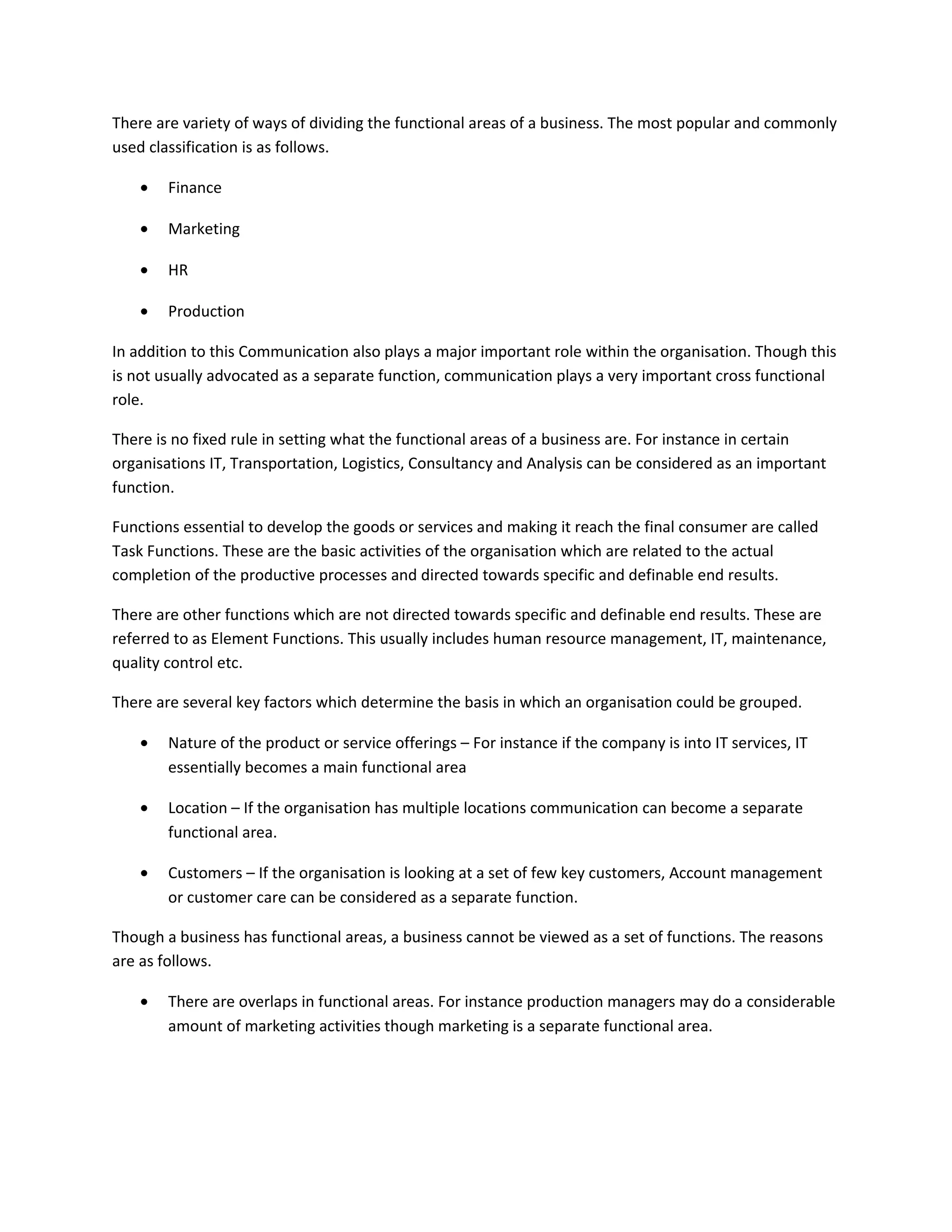Functional areas of a business | DOC