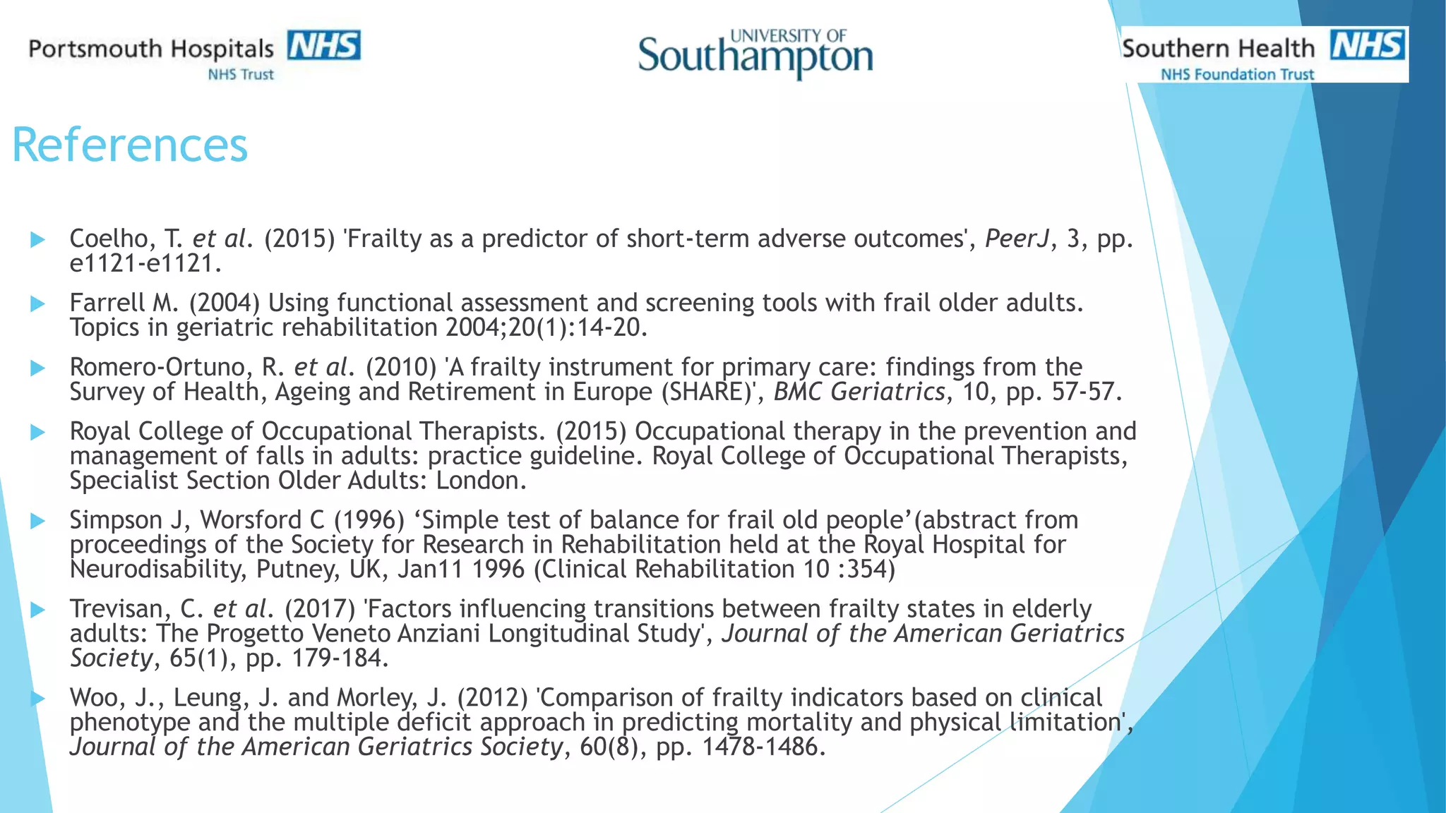 Focus on Frailty breakout session: Functional Assessment for People ...