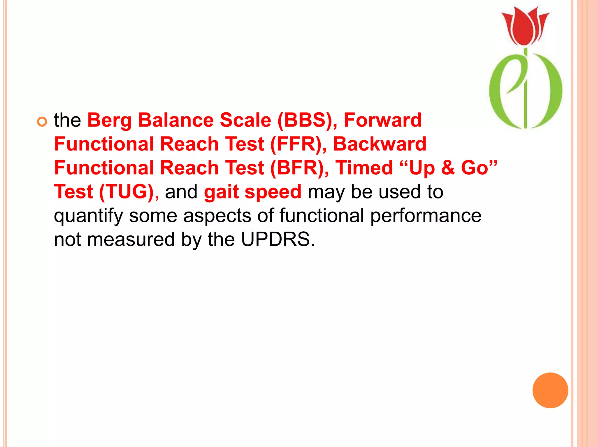 Functional assessment scale for parkinson disease | PPTX