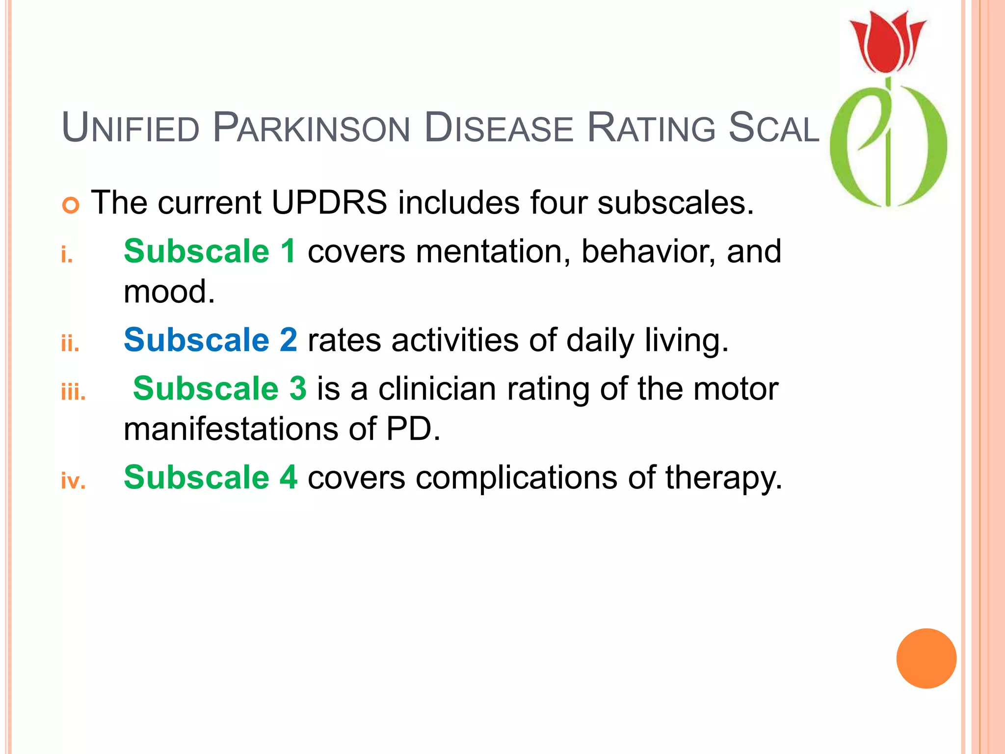 Functional assessment scale for parkinson disease | PPTX