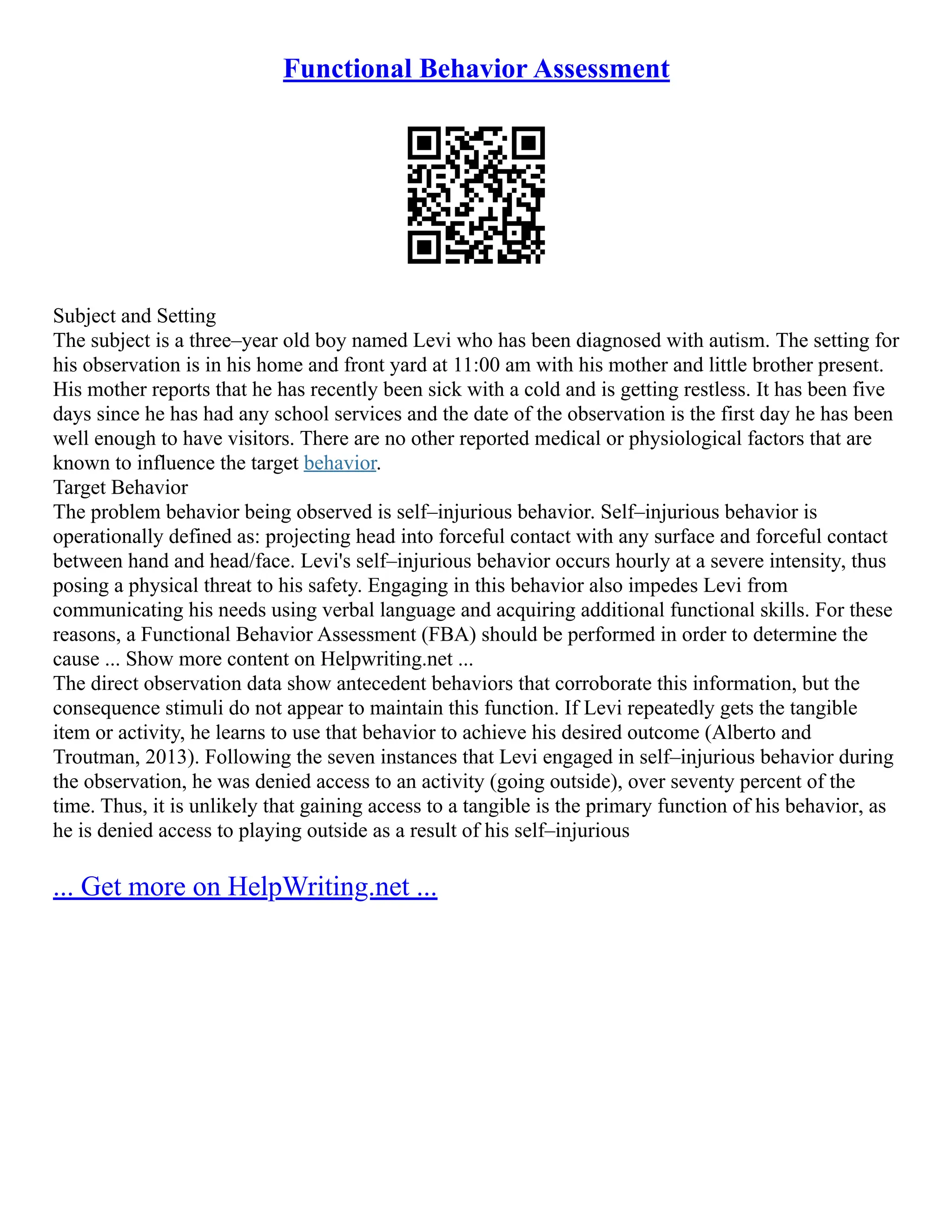 Functional Behavior Assessment | PDF