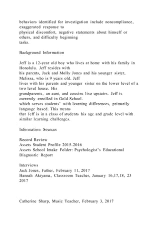 FUNCTIONAL BEHAVIOR ASSESSMENT IDENTIFICATION INFORMA | PDF