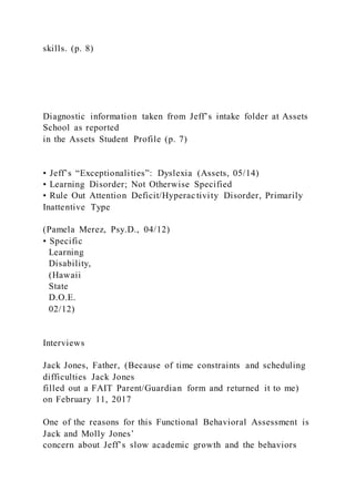 FUNCTIONAL BEHAVIOR ASSESSMENT IDENTIFICATION INFORMA | PDF