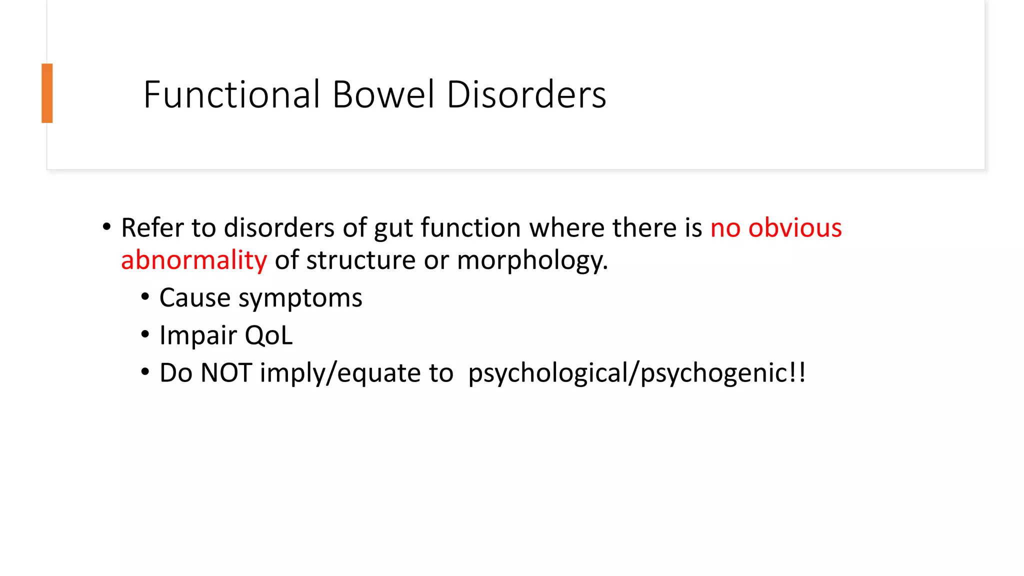 Functional bowel disorders | PPTX