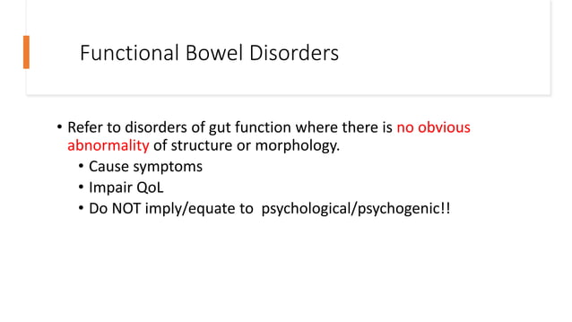 Functional bowel disorders | PPTX | Digestive Disorders | Diseases and ...