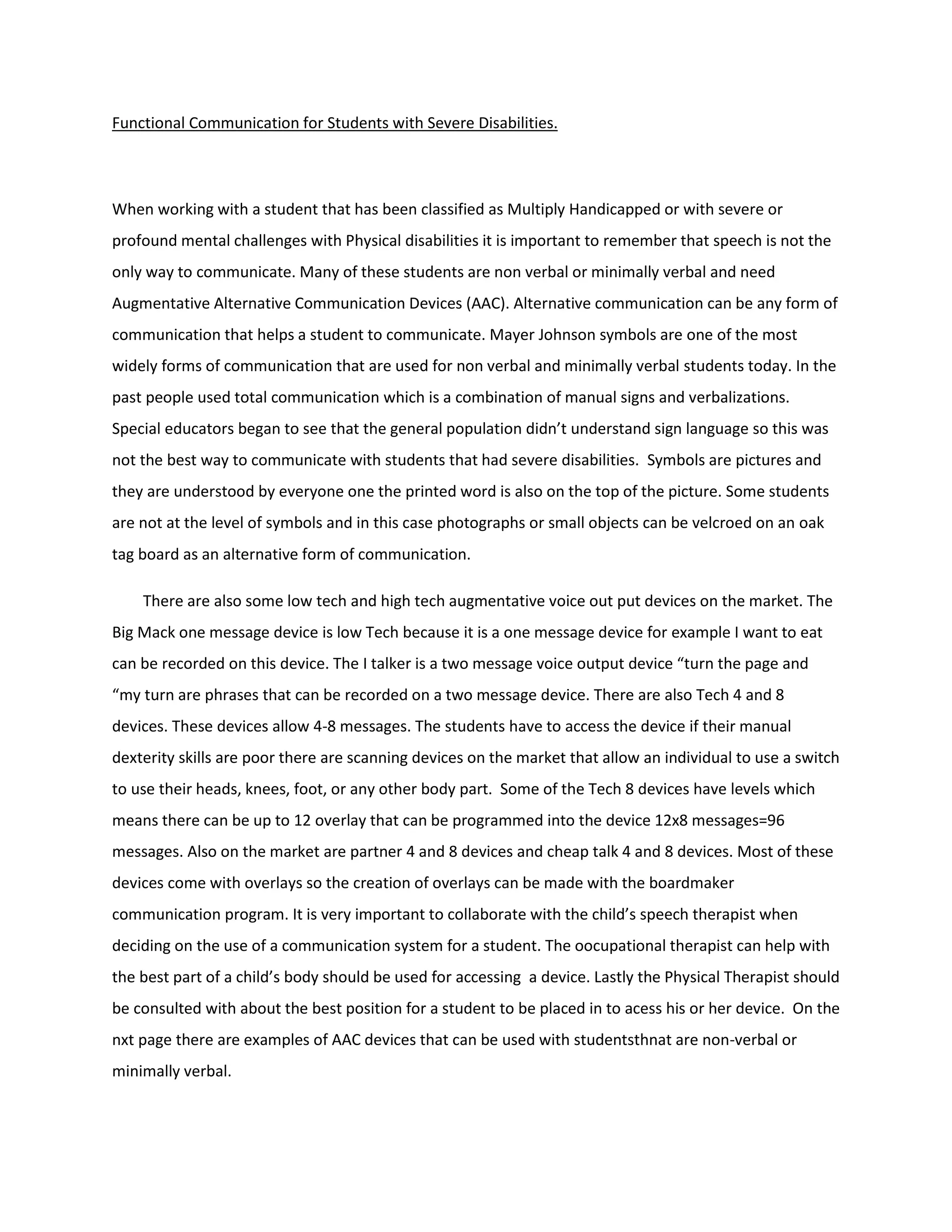 Functional communication for students with severe disabilities | DOCX