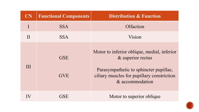 Functional components of cranial nerves.pptx | Ear, Nose and Throat ...