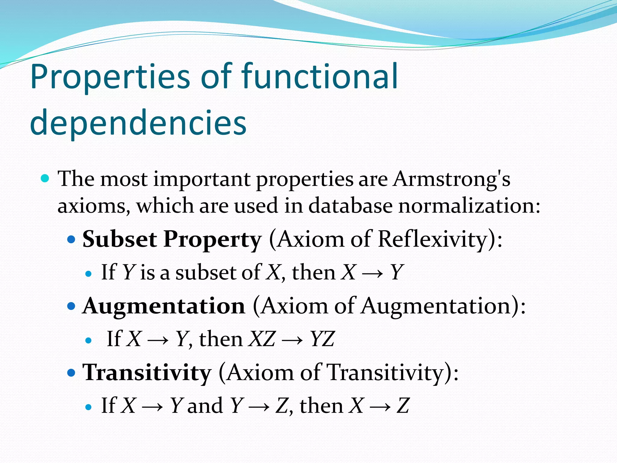 Functional dependencies and normalization | PPTX | Databases | Computer Software and Applications