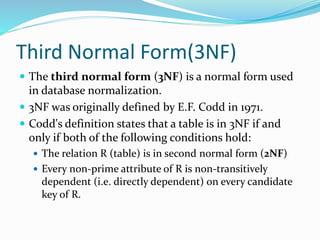 Functional dependencies and normalization | PPTX