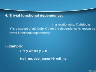 Functional dependencies in Database Management System | PPTX