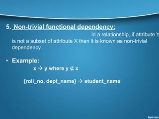 Functional dependencies in Database Management System | PPTX