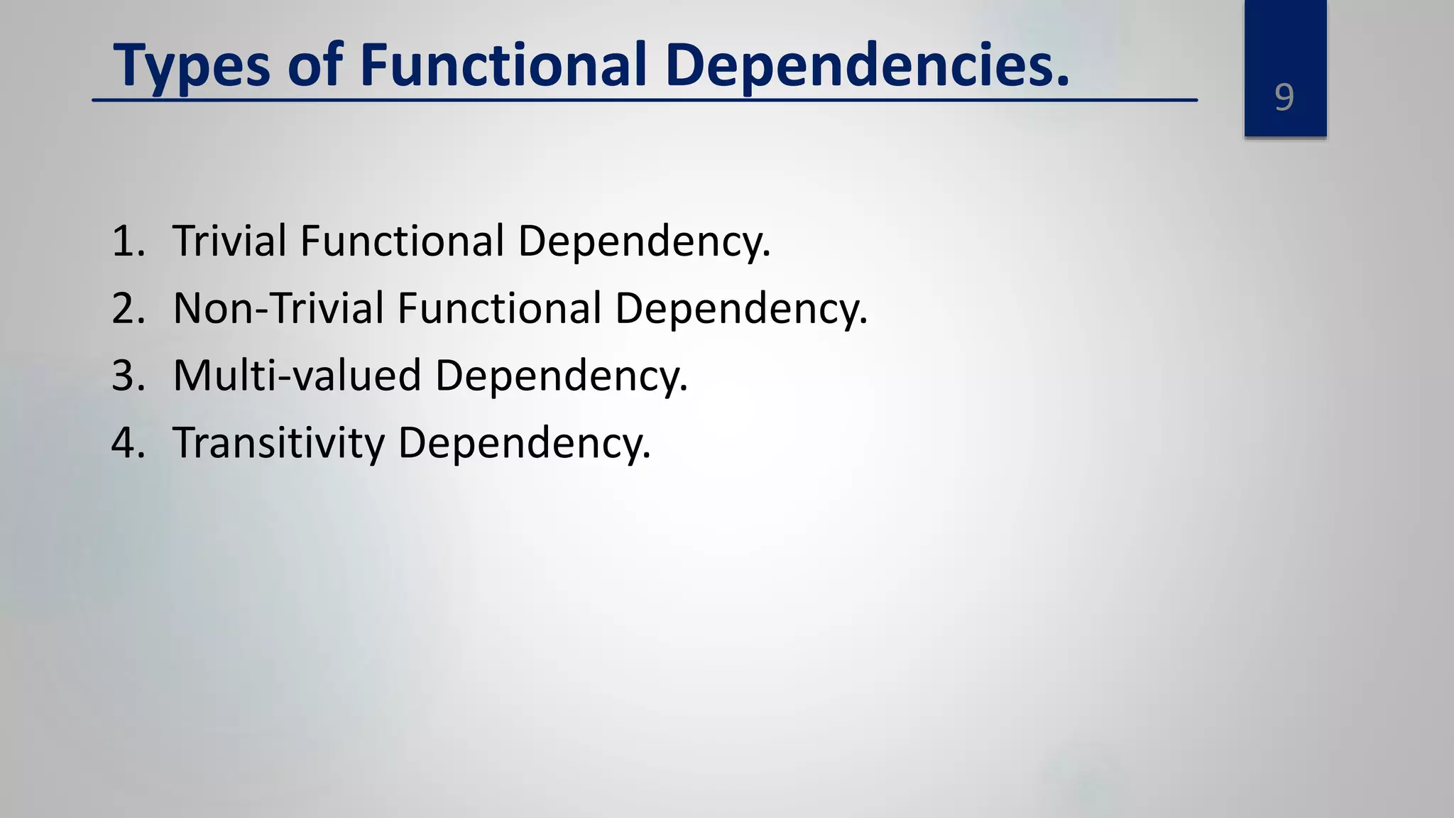 Functional dependency | PPSX | Databases | Computer Software and Applications