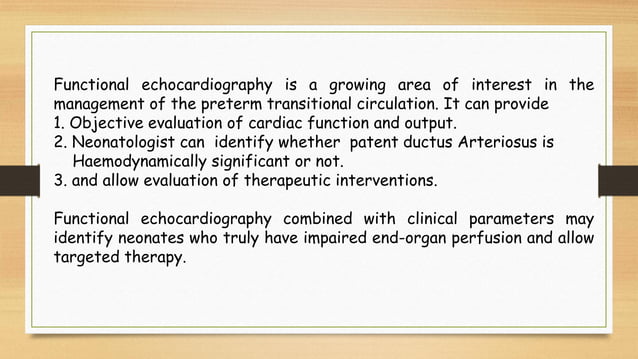 Functional echocardiography ppt | PDF | Heart and Cardiovascular Diseases | Diseases and Conditions