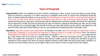 Comprehensive Guide to Paragraph Writing Principles and Types | PPTX