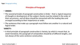 Comprehensive Guide to Paragraph Writing Principles and Types | PPTX