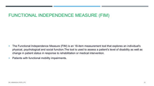 Functional evaluation scales | PPTX | Physical Therapy | Wellness