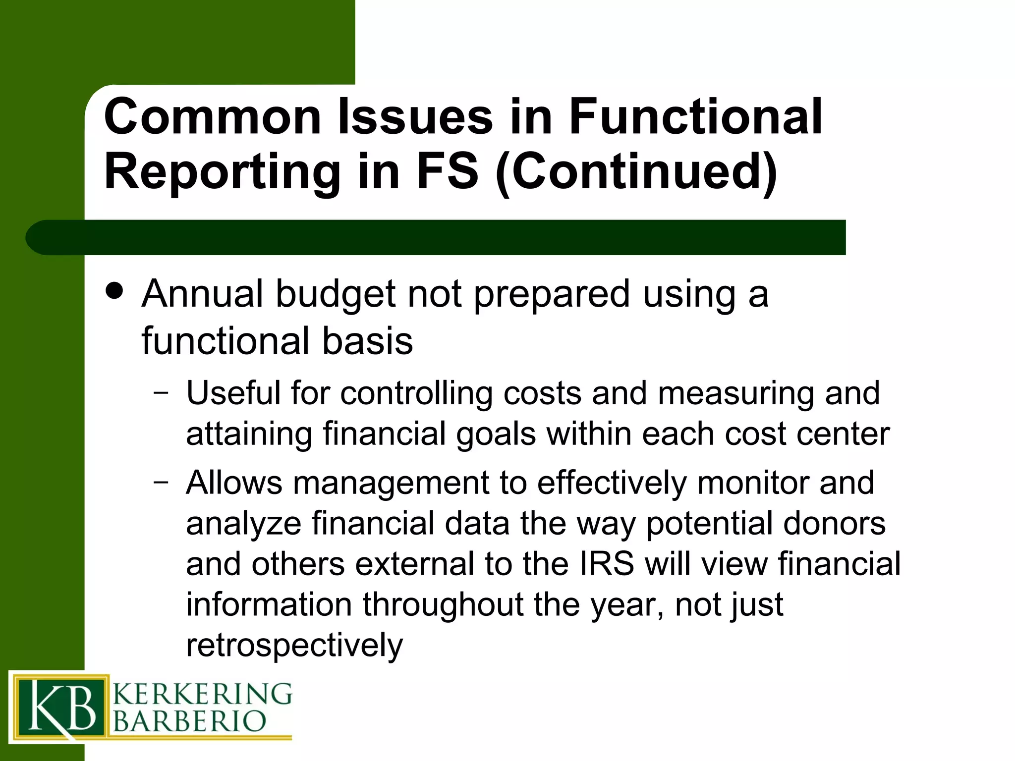 Functional Expenses Presentation Revised | PPT