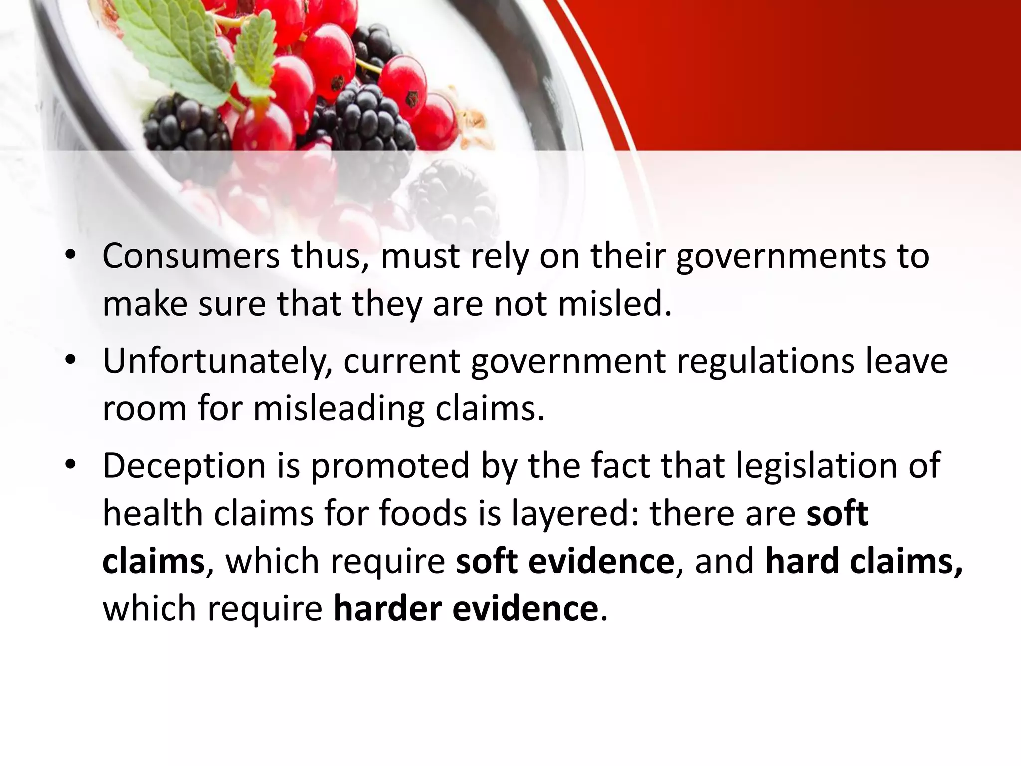 Functional foods health claims, regulations and | PPT
