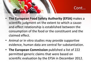 Functional foods health claims, regulations and | PDF