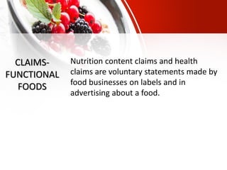 Functional foods health claims, regulations and | PDF
