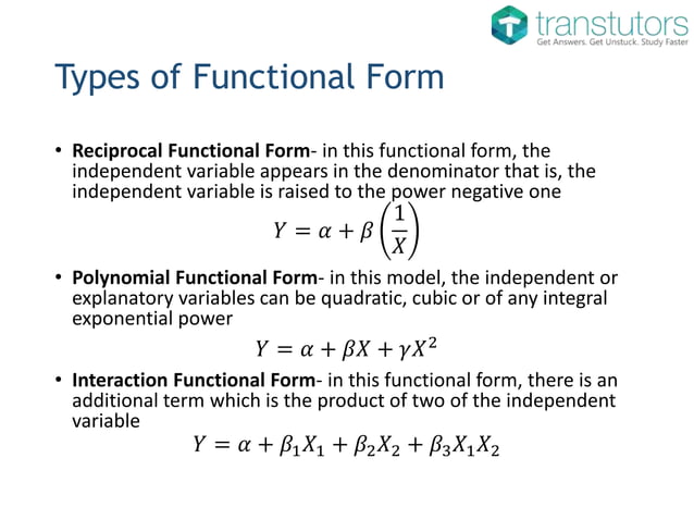 Functional Forms Of Regression Models Eonomics Pptx Physics Science