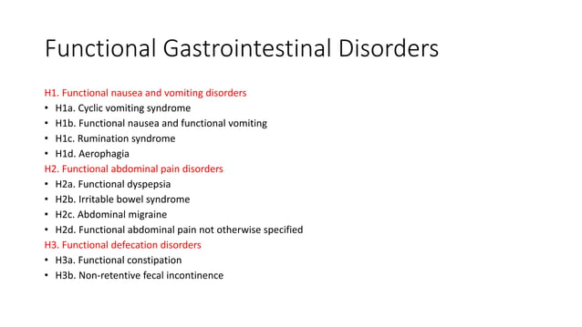 Functional gastrointestinal disorders in children | PPTX