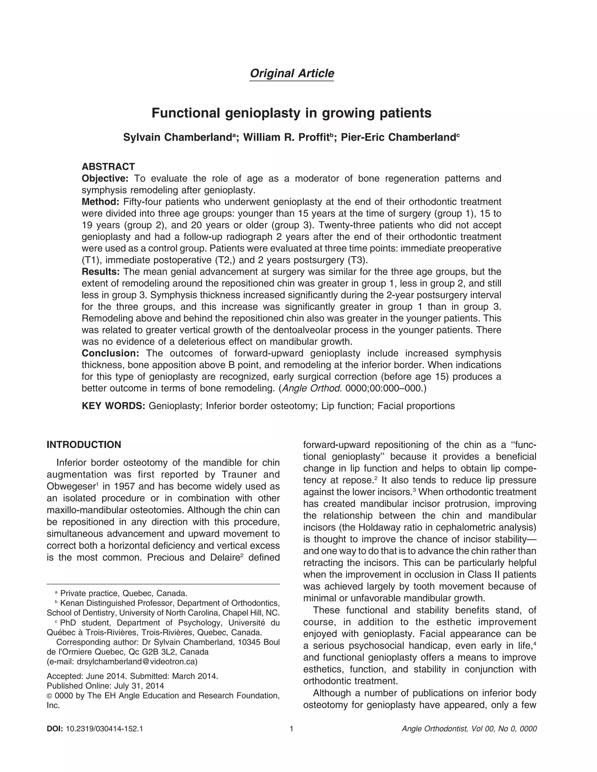Functional genioplasty in growing patients | PDF