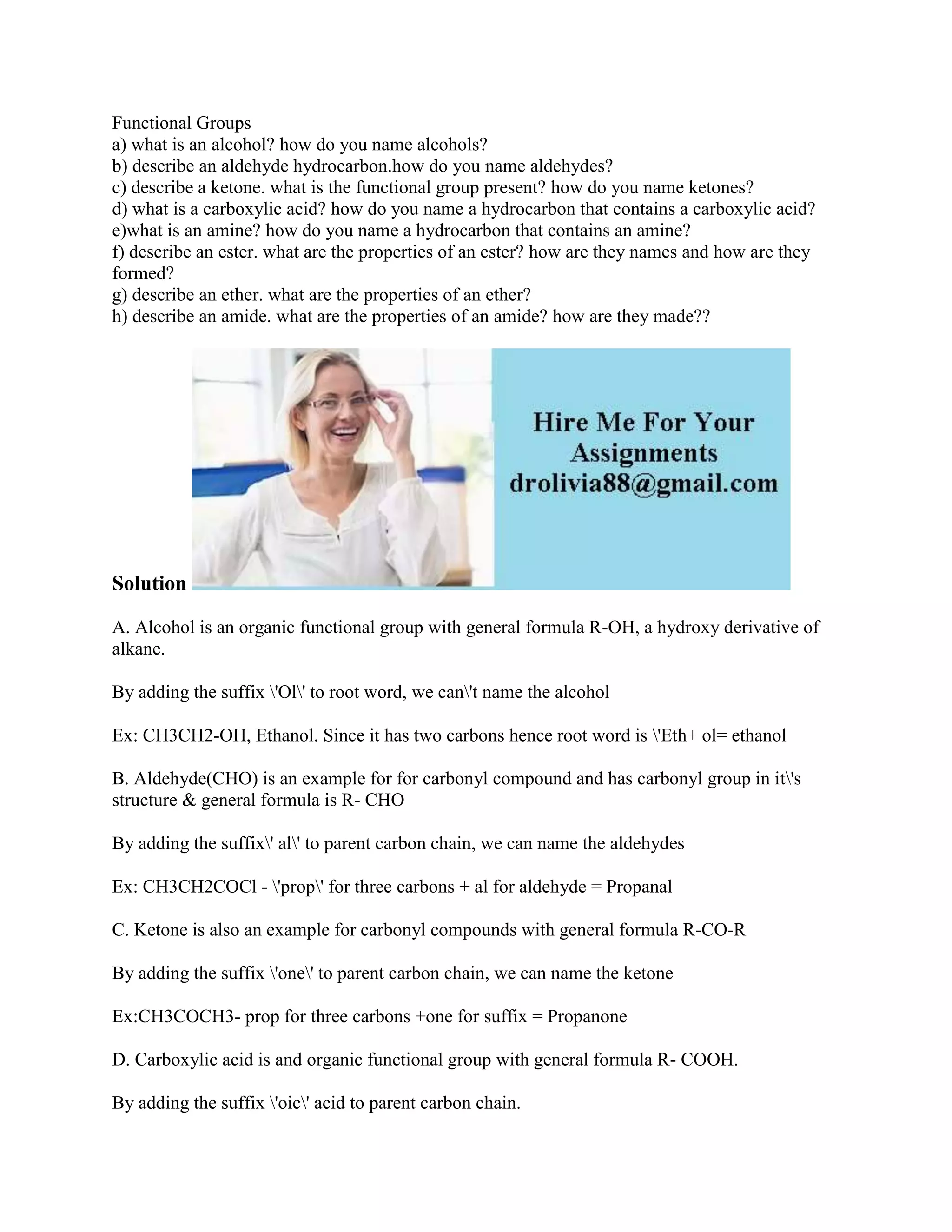 Functional Groups a) what is an alcohol- how do you name alcohols- b).docx