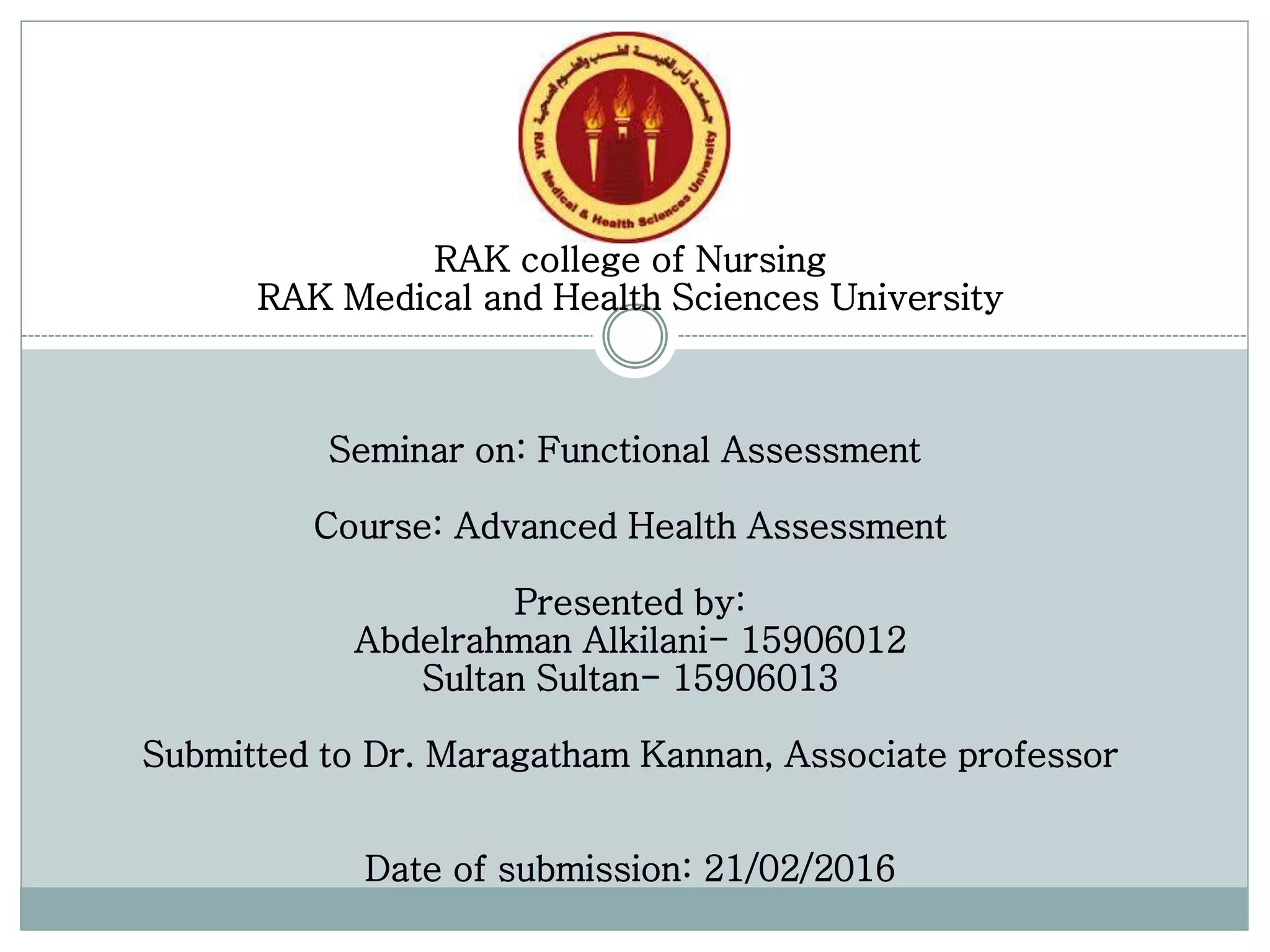 Functional health assessment | PPTX