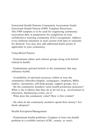 Functional Health Patterns Community Assessment GuideFunctio.docx
