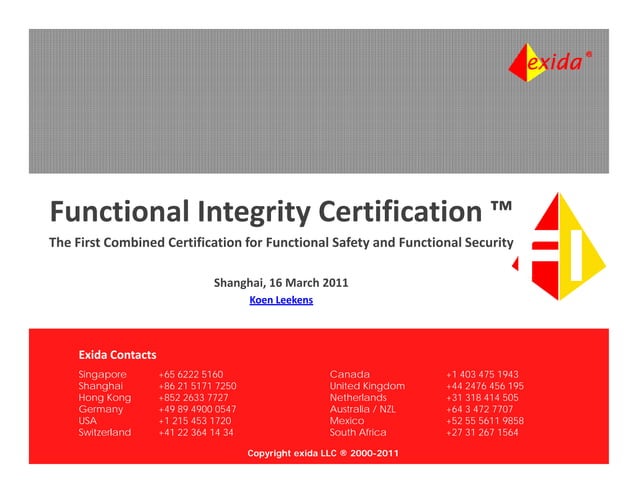 Functional integrity certification exida | PDF