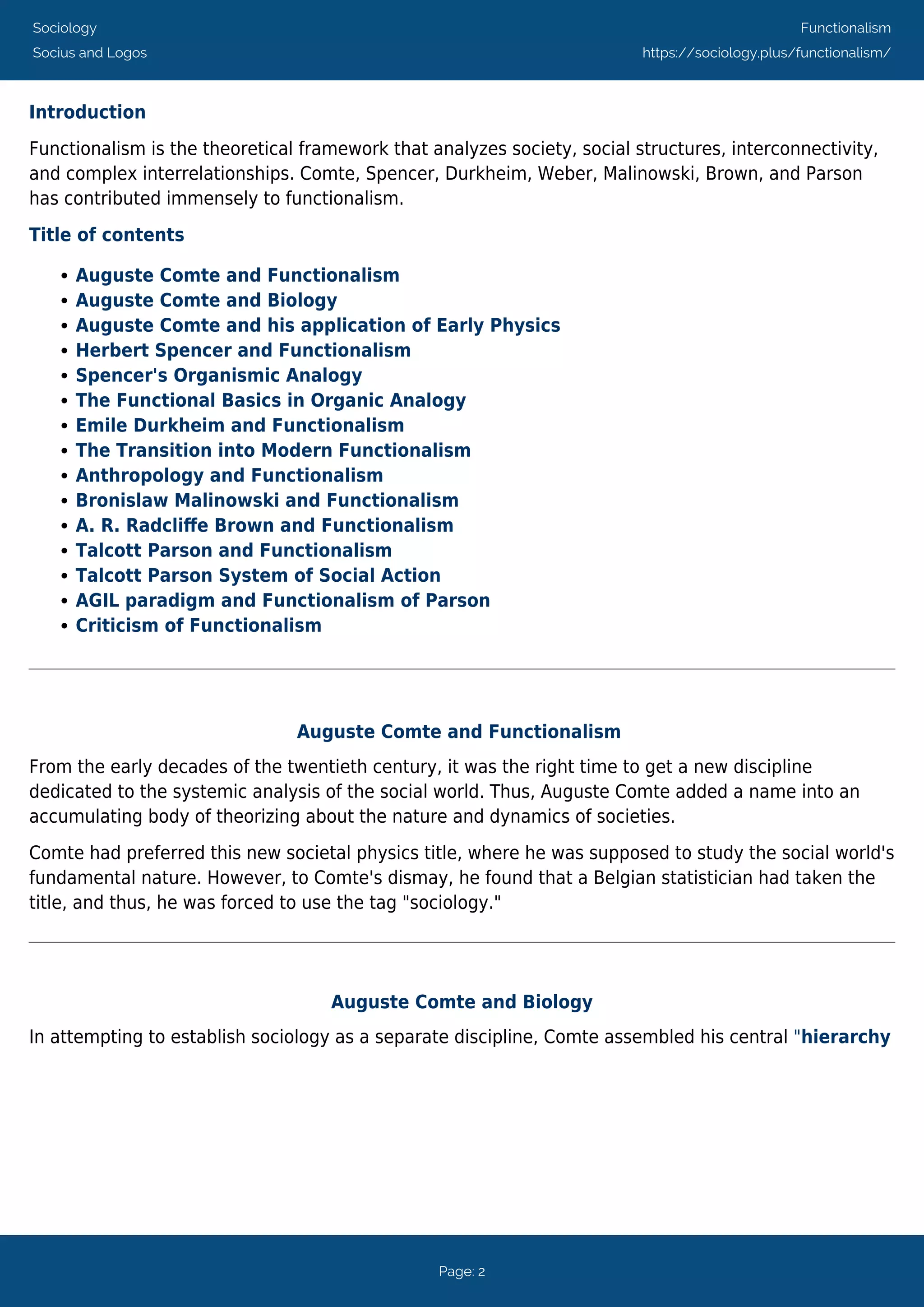 Functionalism in Sociology www.sociology.plus