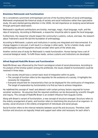Functionalism in Sociology www.sociology.plus
